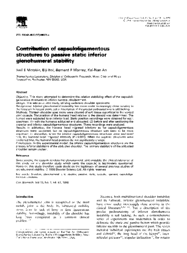 (PDF) Contribution of capsuloligamentous structures to passive static ...