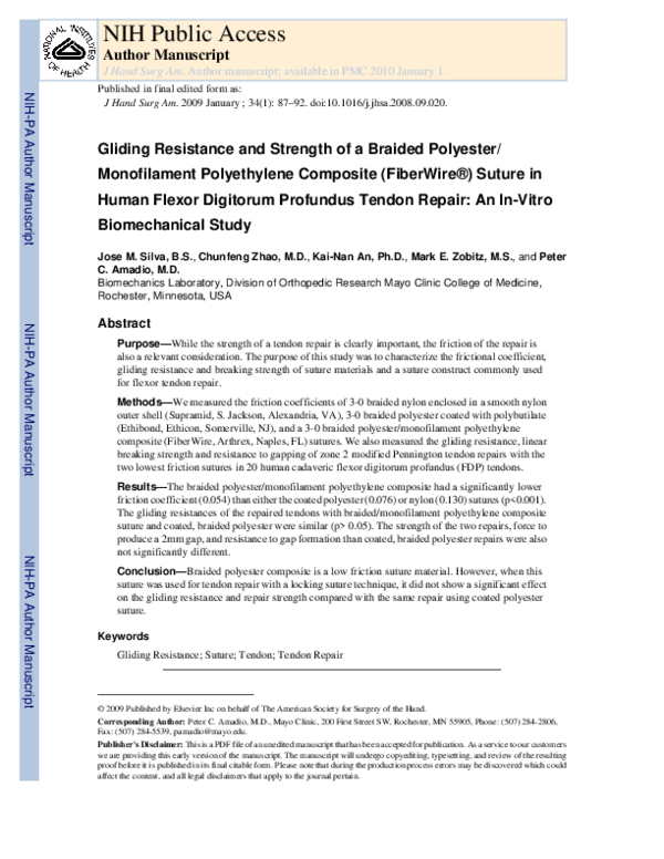 (PDF) Gliding Resistance and Strength of Composite Sutures in Human ...