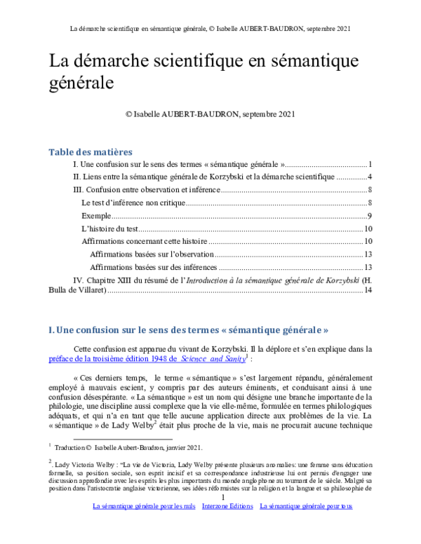 (PDF) La demarche scientifique en sémantique générale