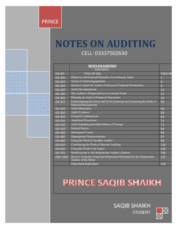 (PDF) NOTES ON AUDITING
