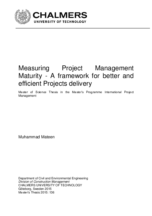 (PDF) Measuring Project Management Maturity - A framework for better ...