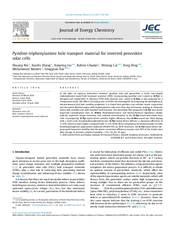 Pdf Pyridine Triphenylamine Hole Transport Material For Inverted Perovskite Solar Cells