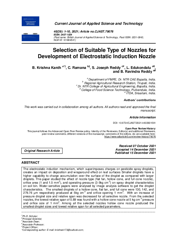 (PDF) Selection of Suitable Type of Nozzles for Development of ...