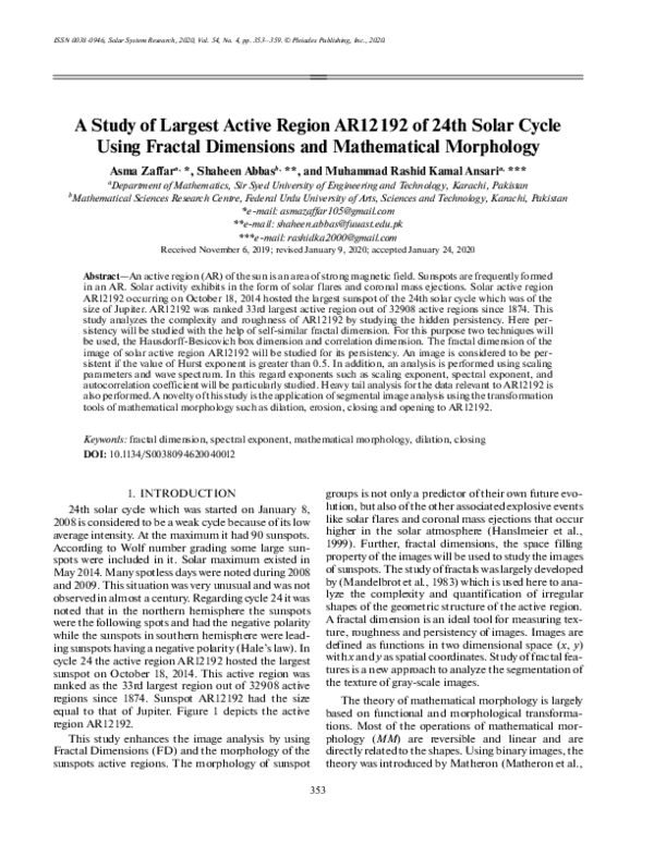 (PDF) A Study of Largest Active Region AR12192 of 24th Solar Cycle ...