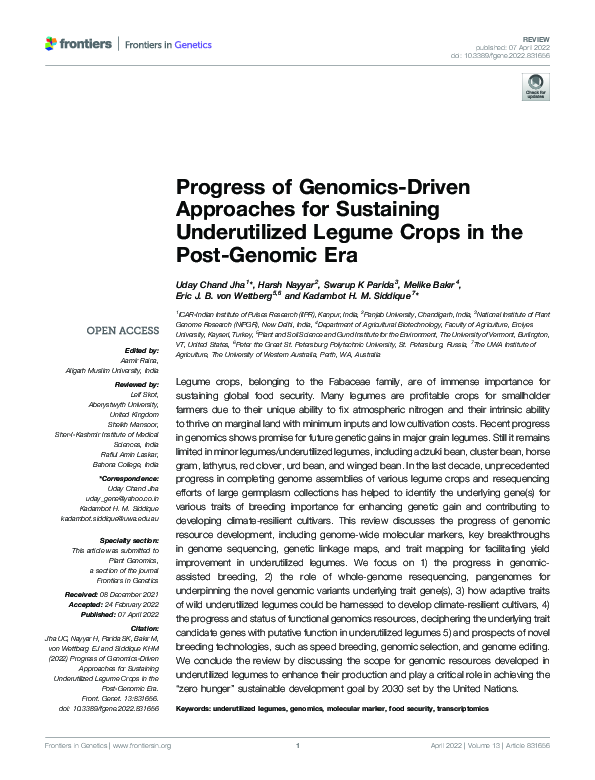 (PDF) Progress of Genomics-Driven Approaches for Sustaining ...