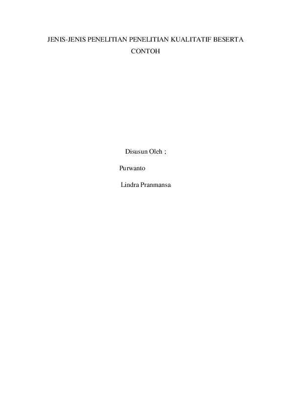 (PDF) Jenis jenis penelitian kualitatif beserta contoh