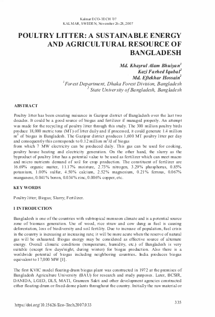(PDF) Poultry litter: a sustainable energy and agricultural resource of ...