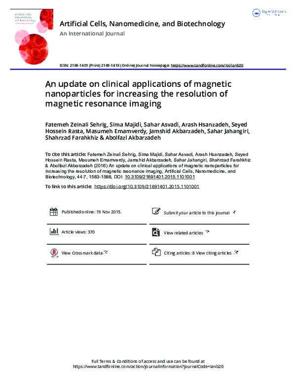 (PDF) An update on clinical applications of magnetic nanoparticles for ...