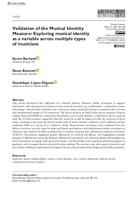 (PDF) Validation of the Musical Identity Measure: Exploring musical ...