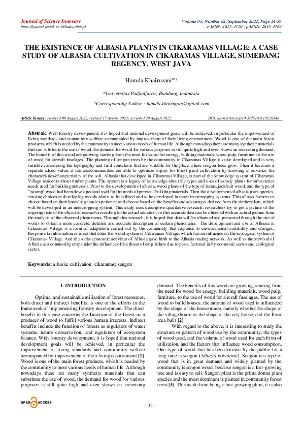(PDF) The Existence of Albasia Plants in Cikaramas Village: A Case ...