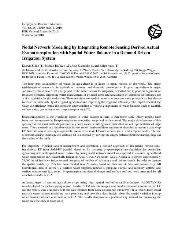 (PDF) Nodal Network Modelling by Integrating Remote Sensing Derived ... (PDF) Nodal Network Modelling by Integrating Remote Sensing Derived ...