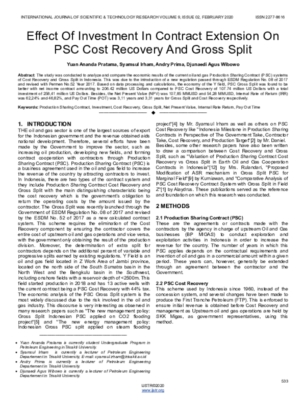 (PDF) Effect Of Investment In Contract Extension On PSC Cost Recovery ...