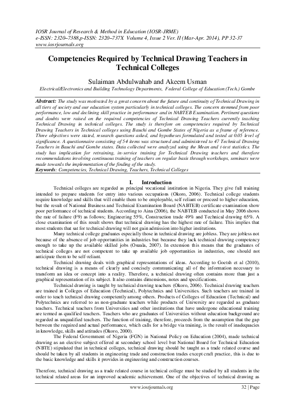 (PDF) Competencies Required by Technical Drawing Teachers in Technical ...