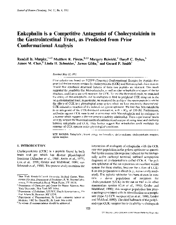 (PDF) Enkephalin is a competitive antagonist of cholecystokinin in the ...
