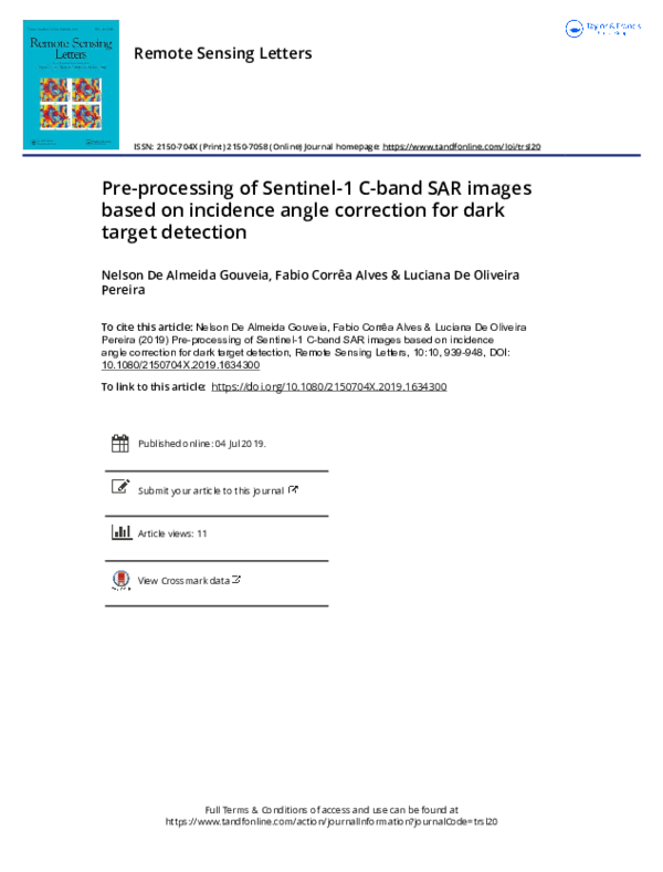 Pdf Pre Processing Of Sentinel 1 C Band Sar Images Based On Incidence