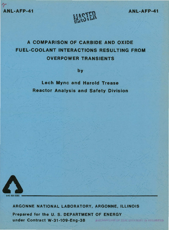 (PDF) Comparison of carbide and oxide fuel-coolant interactions ...