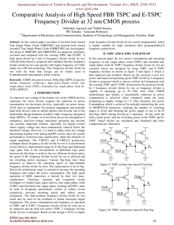 (PDF) Comparative Analysis of High Speed FBB TSPC and E-TSPC Frequency Divider at 32 nm CMOS ...