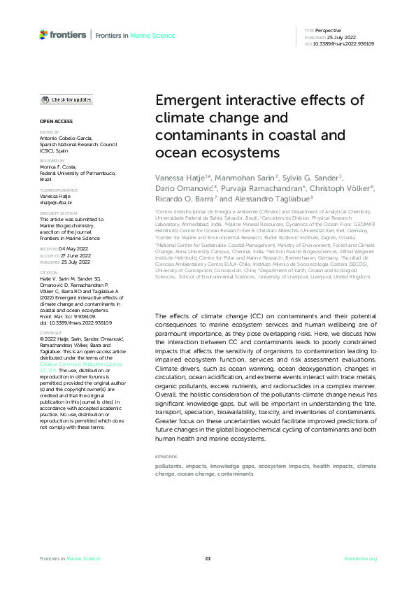 (PDF) Emergent interactive effects of climate change and contaminants ...