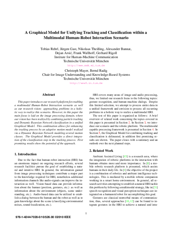 (PDF) A Graphical Model for unifying tracking and classification within a multimodal Human-Robot ...