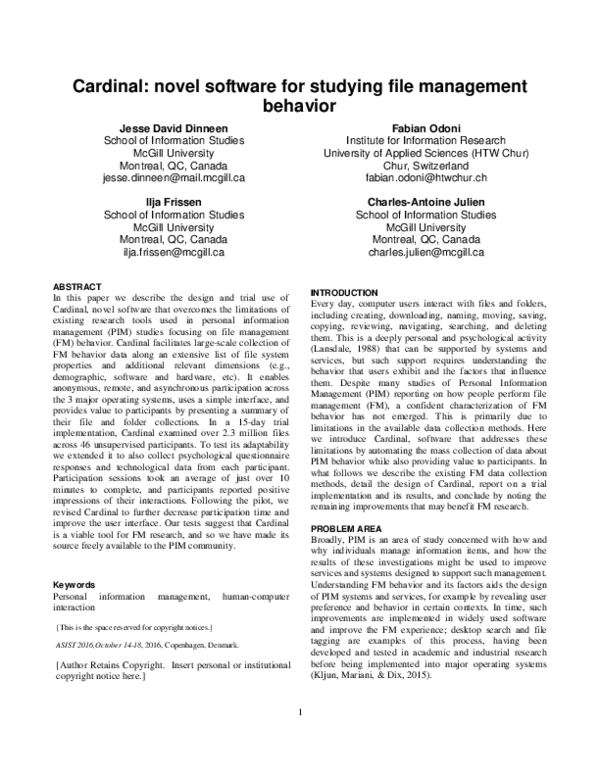 (PDF) Cardinal: Novel software for studying file management behavior