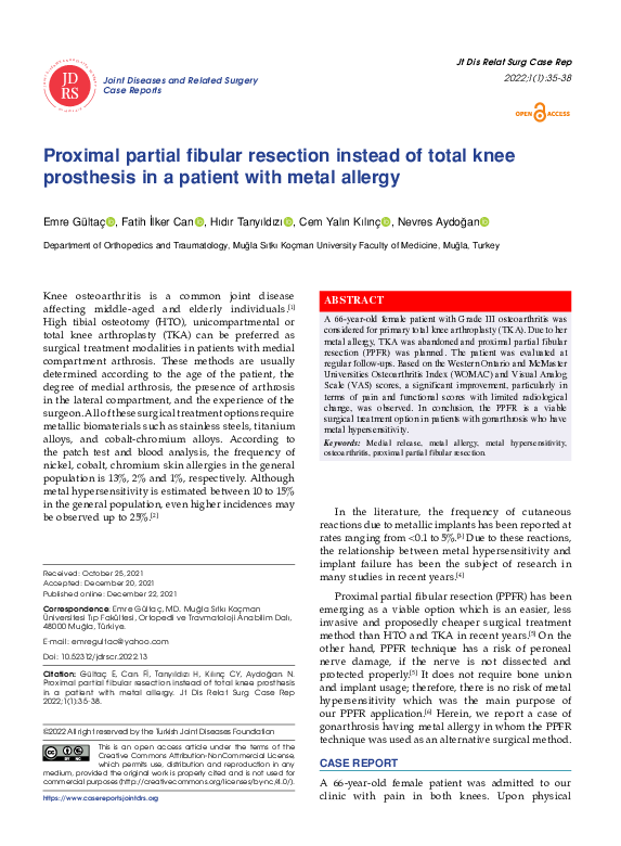 (PDF) Proximal partial fibular resection instead of total knee ...