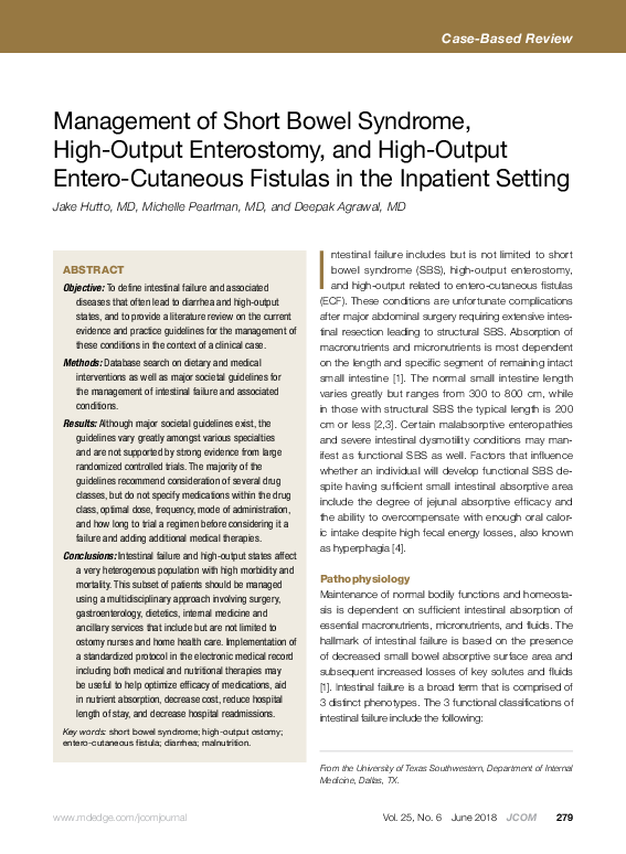 (PDF) Management of short bowel syndrome, high-output enterostomy, and ...