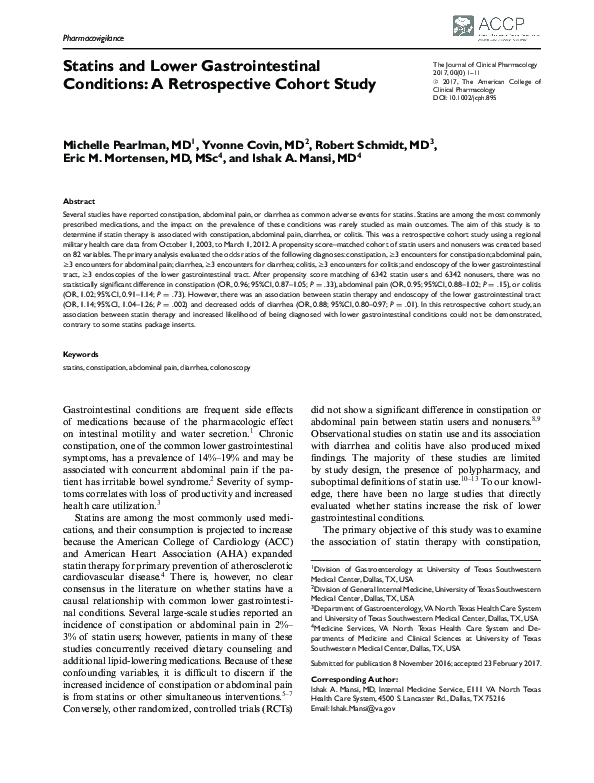 (PDF) Statins and Lower Gastrointestinal Conditions: A Retrospective ...