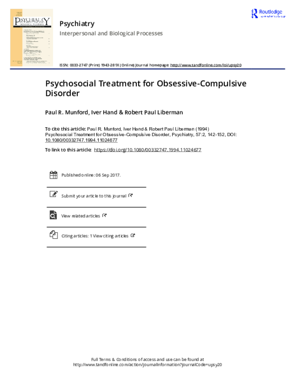 (PDF) Psychosocial Treatment for Obsessive-Compulsive Disorder