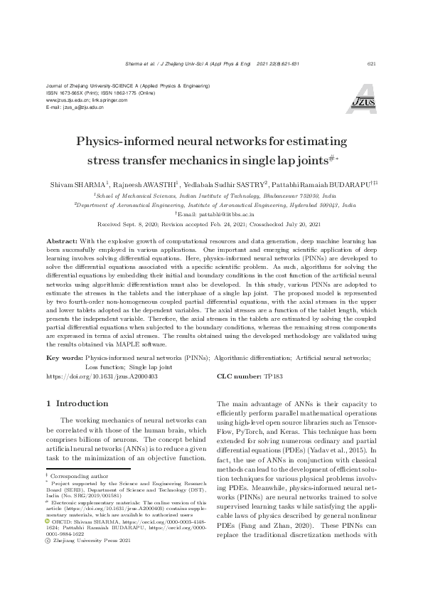 (PDF) Physics-informed neural networks for estimating stress transfer ...