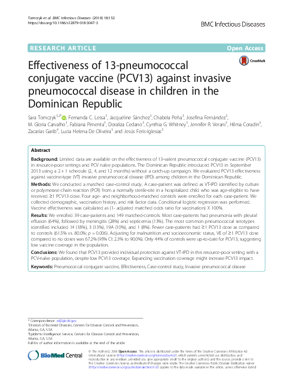 (PDF) Effectiveness of 13-pneumococcal conjugate vaccine (PCV13 ...