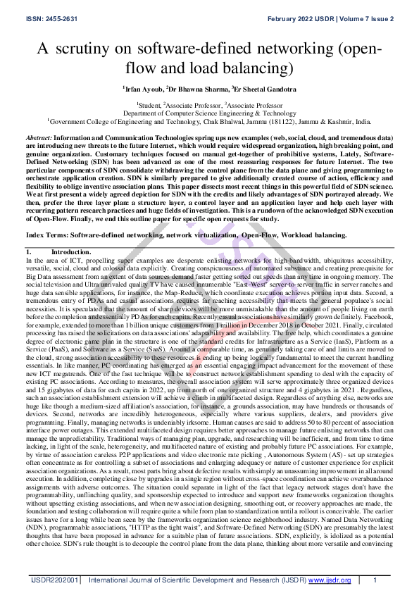 Pdf A Scrutiny On Software Defined Networking Open Flow And Load