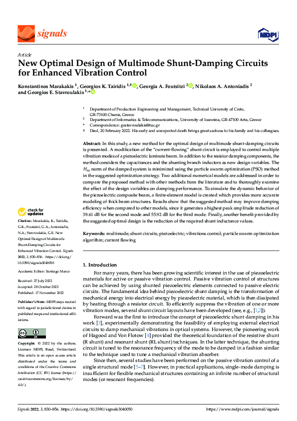 (PDF) New Optimal Design of Multimode Shunt-Damping Circuits for ...