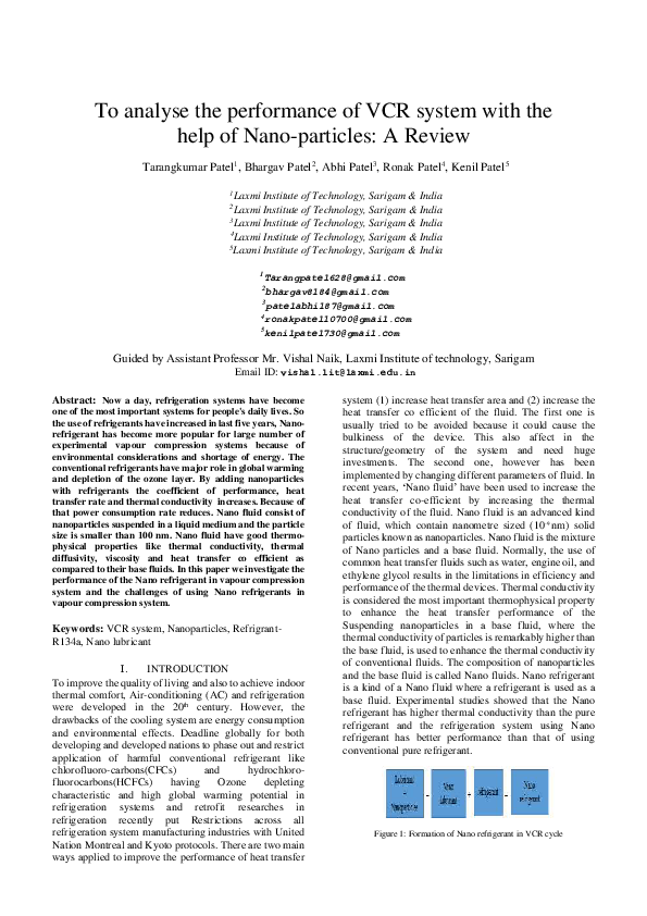 (PDF) To analyse the performance of VCR system with the help of Nano ...