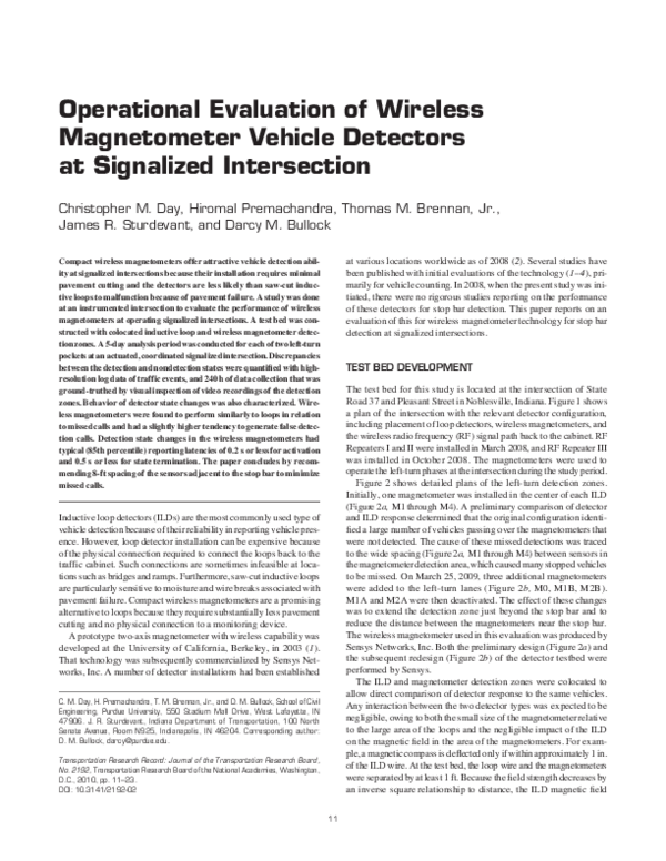 (PDF) Operational Evaluation of Wireless Magnetometer Vehicle Detectors ...