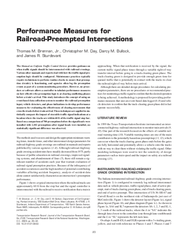 (PDF) Performance Measures for Railroad-Preempted Intersections