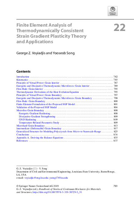 (PDF) Finite Element Analysis of Thermodynamically Consistent Strain Gradient Plasticity Theory ...