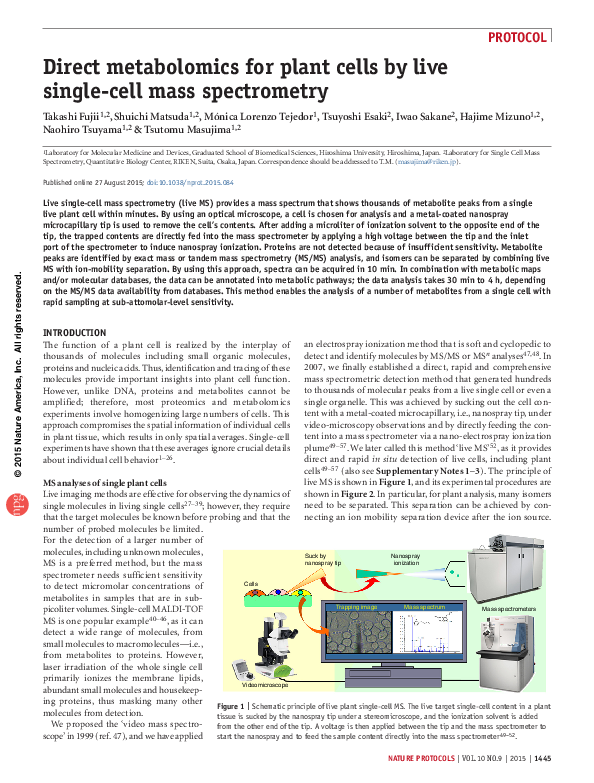 (PDF) Direct metabolomics for plant cells by live single-cell mass ...
