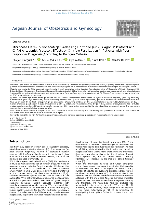 (PDF) Microdose Flare-up Gonadotropin-releasing Hormone (GnRH) Agonist ...