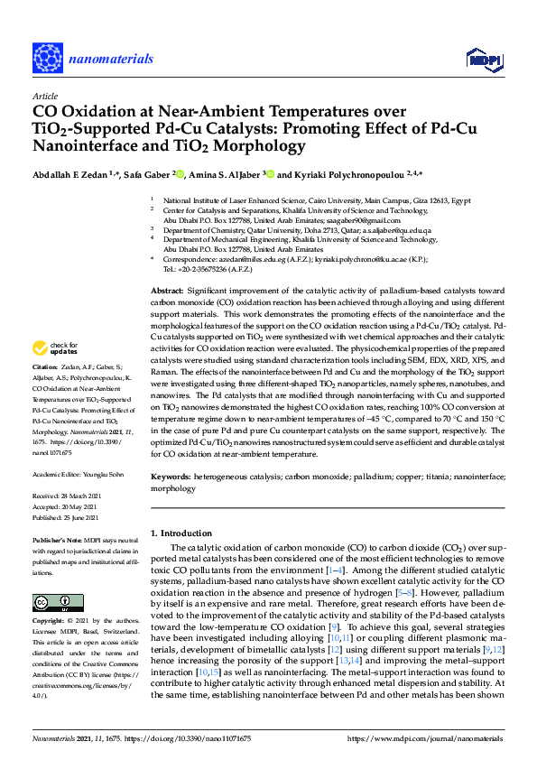 (PDF) CO Oxidation at Near-Ambient Temperatures over TiO2-Supported Pd ...