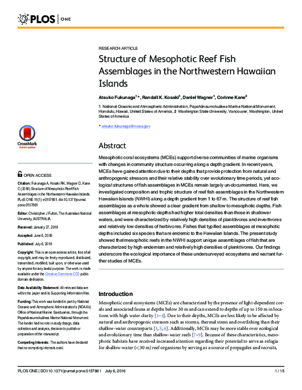 (PDF) Structure of Mesophotic Reef Fish Assemblages in the Northwestern ...
