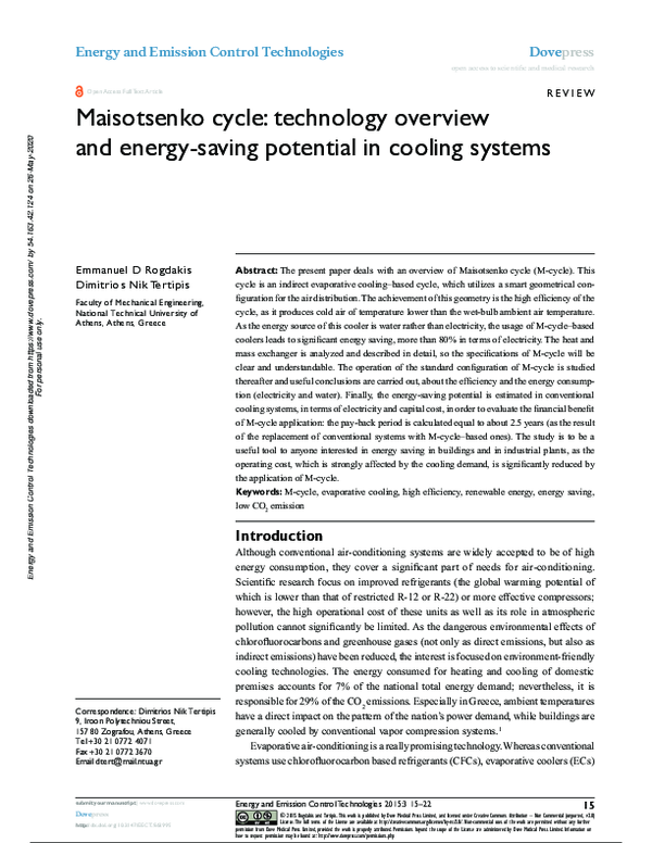 (PDF) Maisotsenko cycle: technology overview and energy-saving ...