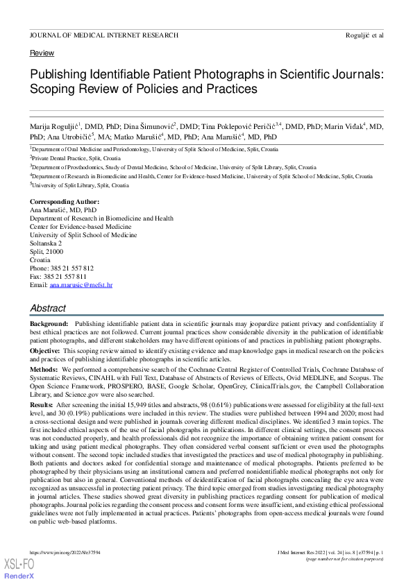 (PDF) Publishing Identifiable Patient Photographs in Scientific ...