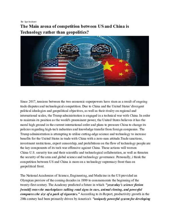 (PDF) The Main arena of competition between US and China is Technology rather than geopolitics