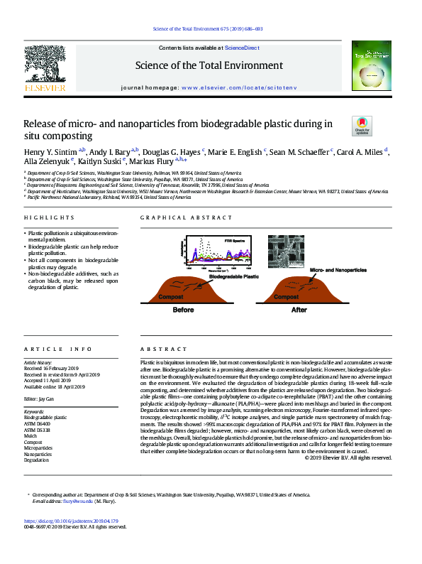 (PDF) Release of micro- and nanoparticles from biodegradable plastic ...