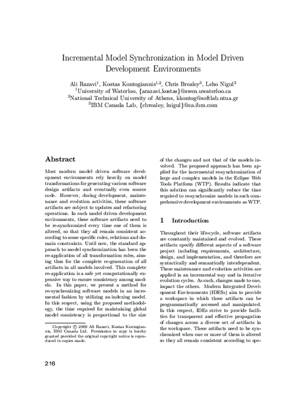(PDF) Incremental model synchronization in model driven development ...