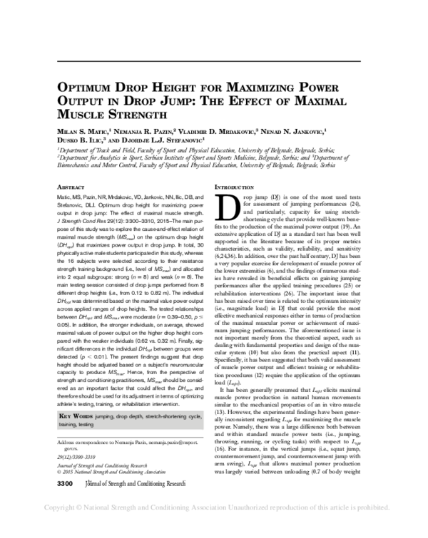 (PDF) Optimum Drop Height for Maximizing Power Output in Drop Jump