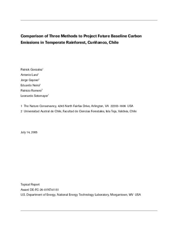 (PDF) Comparison of Three Methods to Project Future Baseline Carbon ...