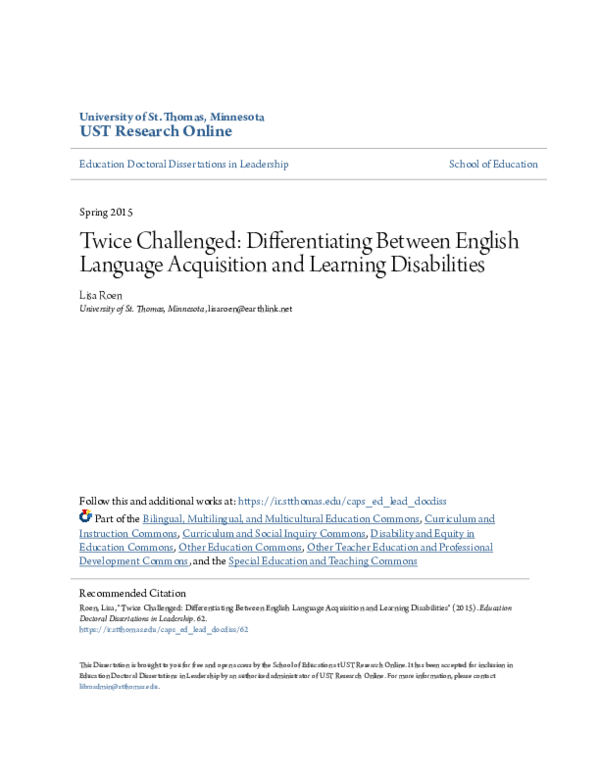 (PDF) Twice Challenged: Differentiating Between English Language Acquisition and Learning ...