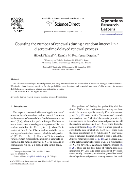 (PDF) Counting the number of renewals during a random interval in a ...