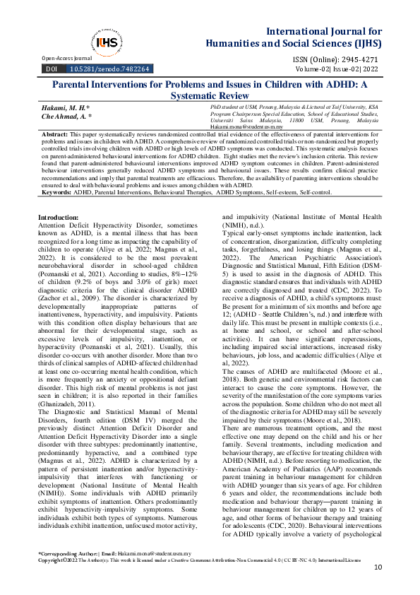 (PDF) Parental Interventions for Problems and Issues in Children with ...